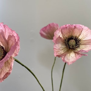 Set of 3 Handmade | MADE TO ORDER | Hand Dyed, Pink, Crepe Paper Poppy ...