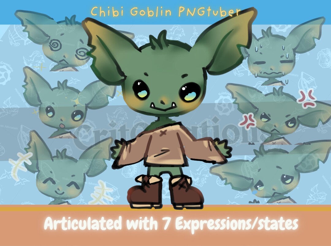 Chibi Goblin Dynamic Pngtuber/vtuber Avatar | Mouse Tracking, 7 ...
