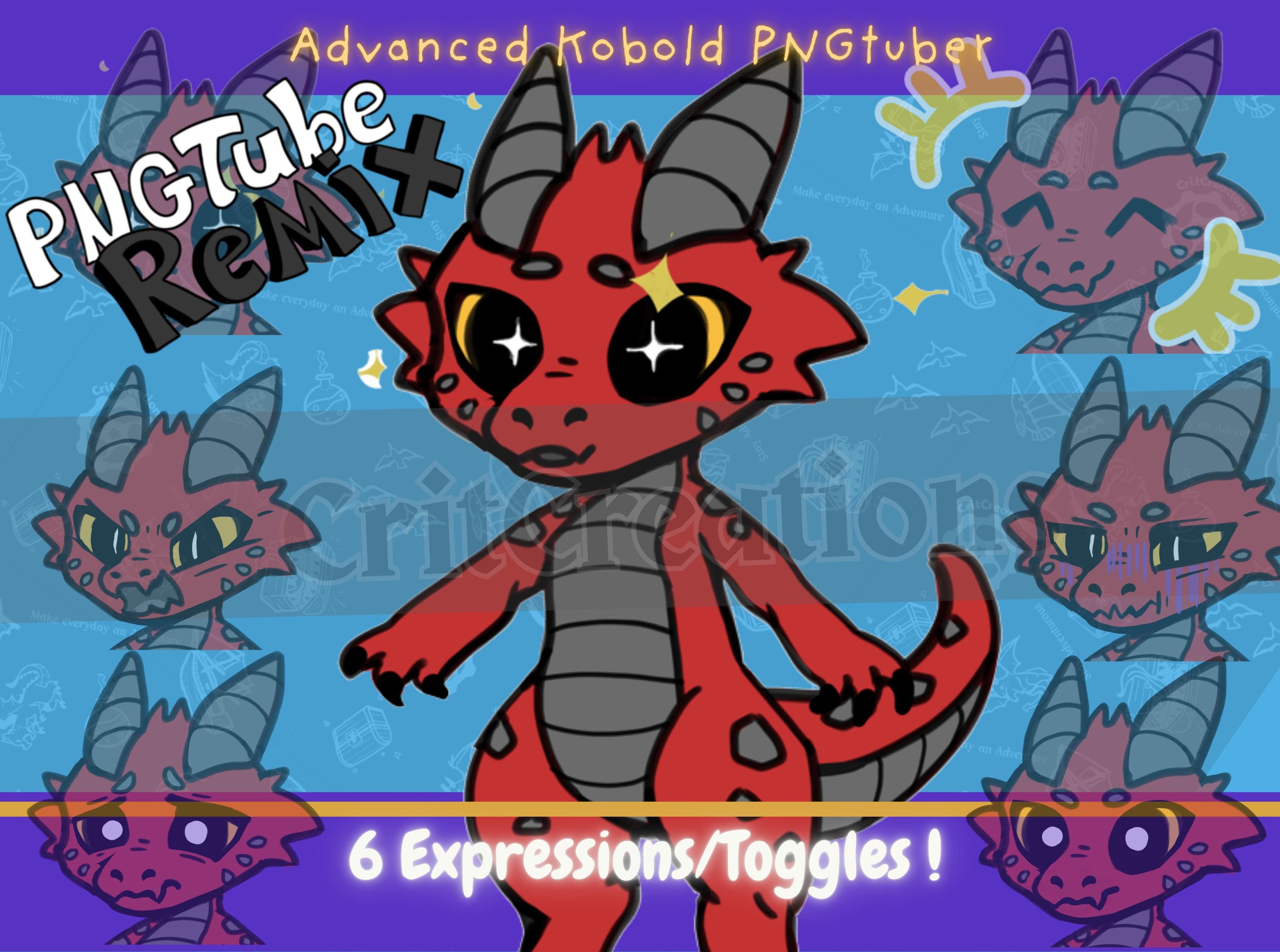 Chibi Kobold Pngtuber/vtuber Avatar | Mouse Tracking, Animated, 6 ...