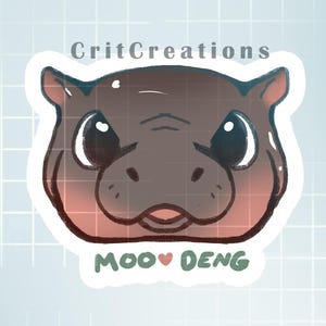 Moo Deng Hippo Vinyl Stickers | Fun Shiny Animal Stickers for Journals ...