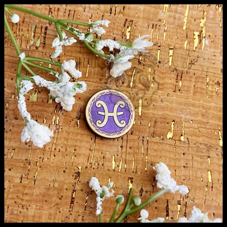 Celestial Coronation Series: Pisces, Zodiac 2.5in Hard Enamel Pin - Etsy
