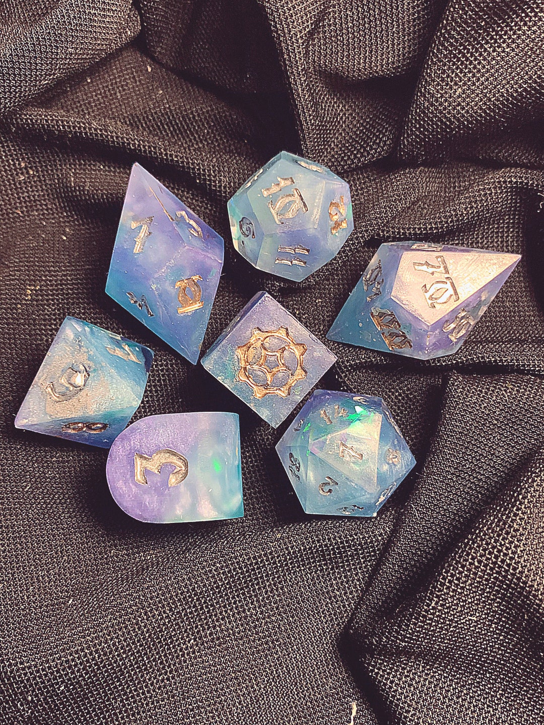 Frostbite- Handmade 7 Piece Polyhedral Dice Set, Dnd, Ttrpg - Etsy
