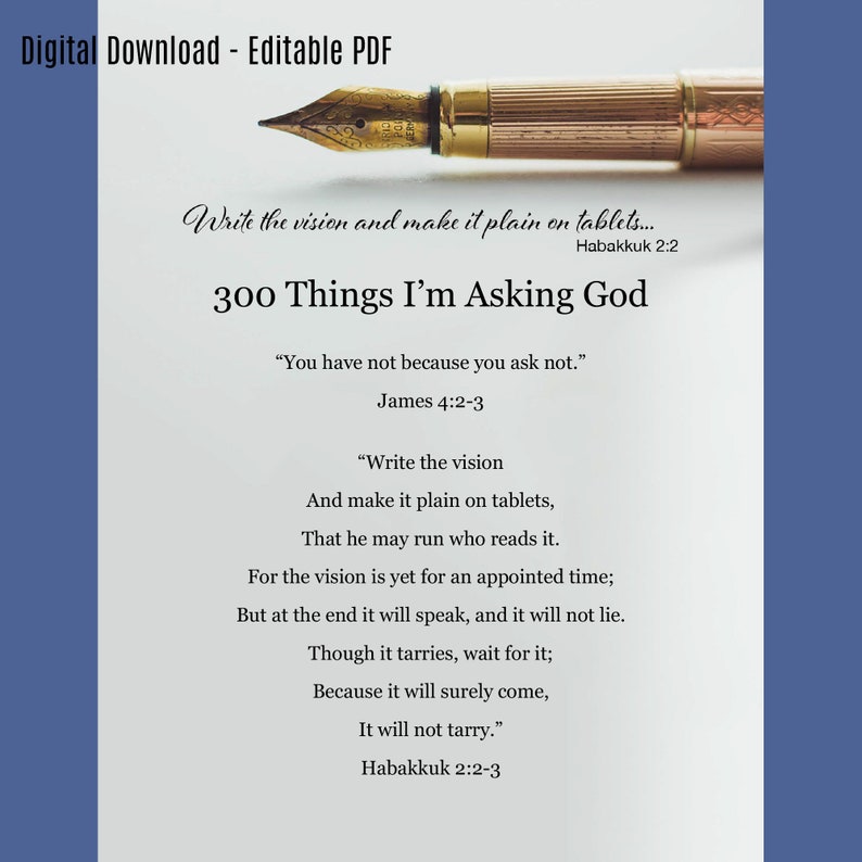 300 Things I'm Asking God - Digital Download Editable PDF - Etsy