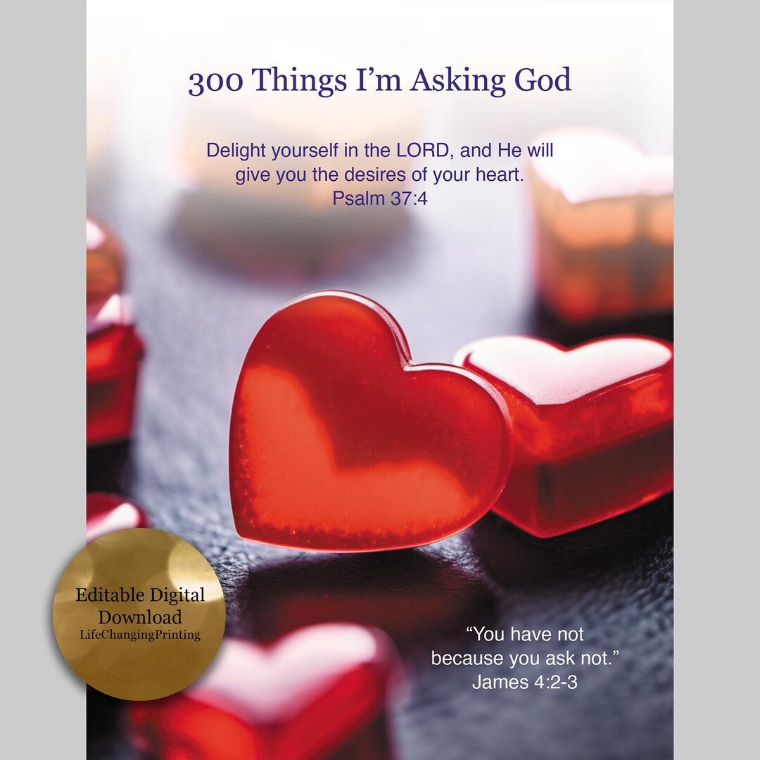 300 Things I'm Asking God - Hearts - Digital Download Editable PDF - Etsy