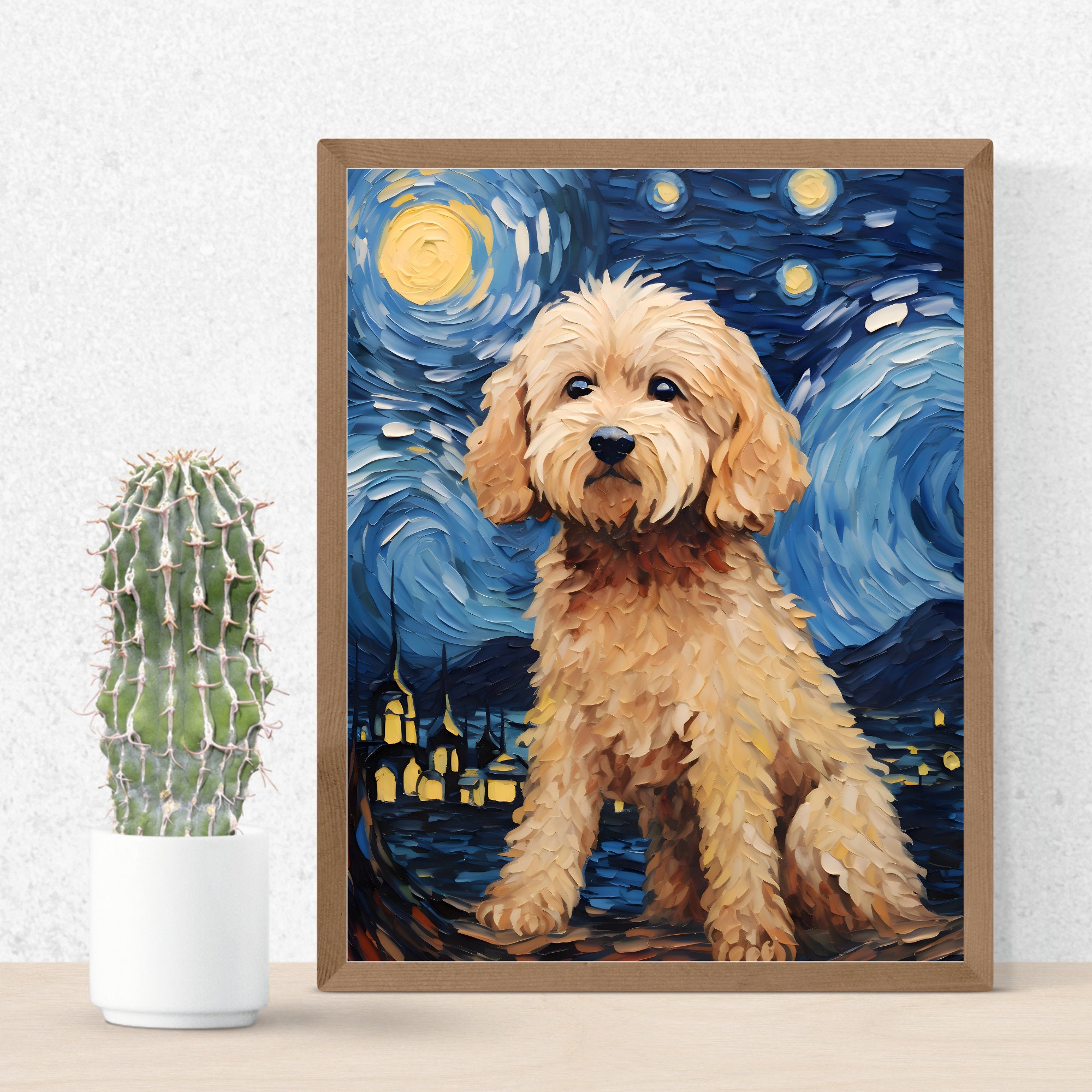 Starry Night Dog Wall Art Printable Home Decor Printable Dog Digital ...