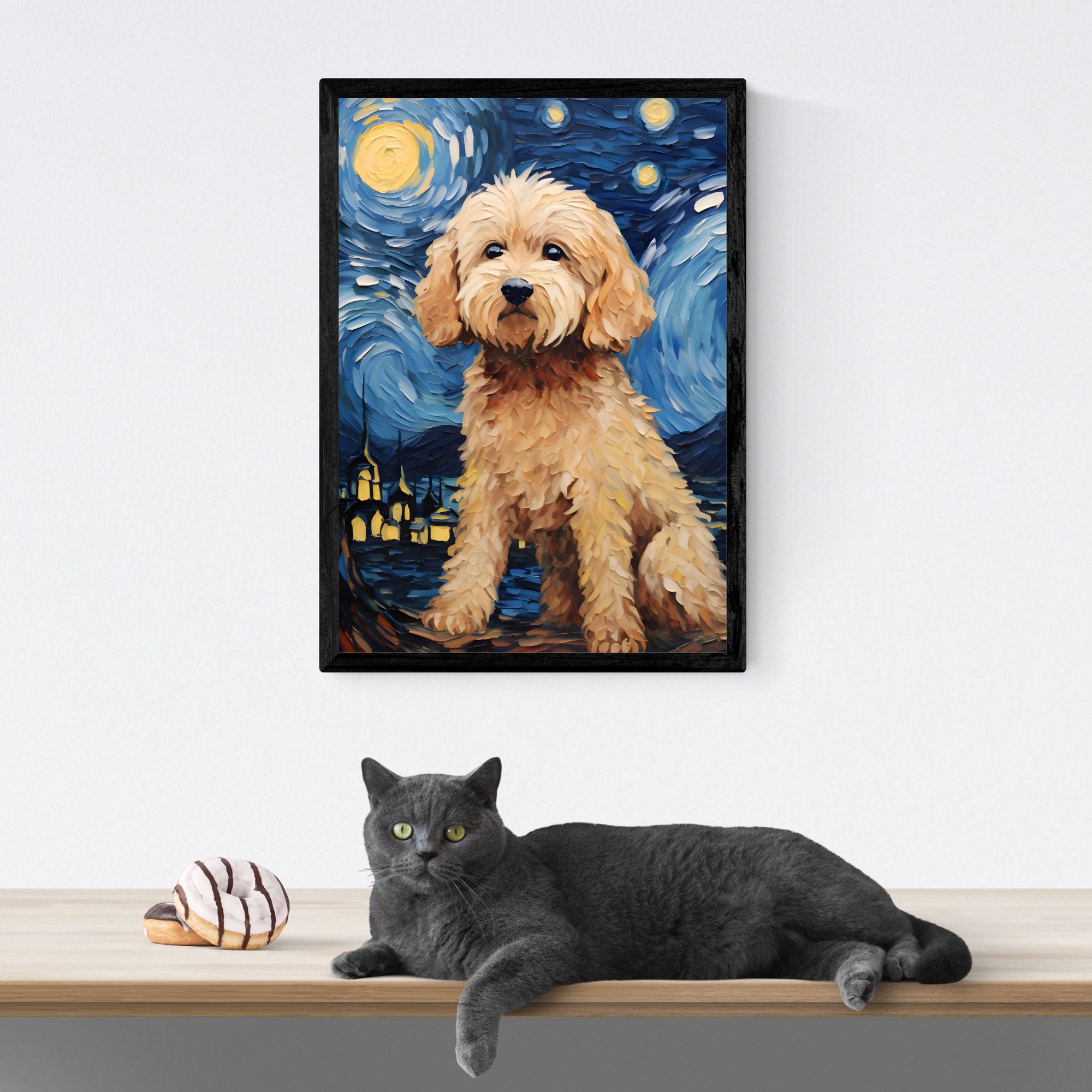 Starry Night Dog Wall Art Printable Home Decor Printable Dog Digital ...