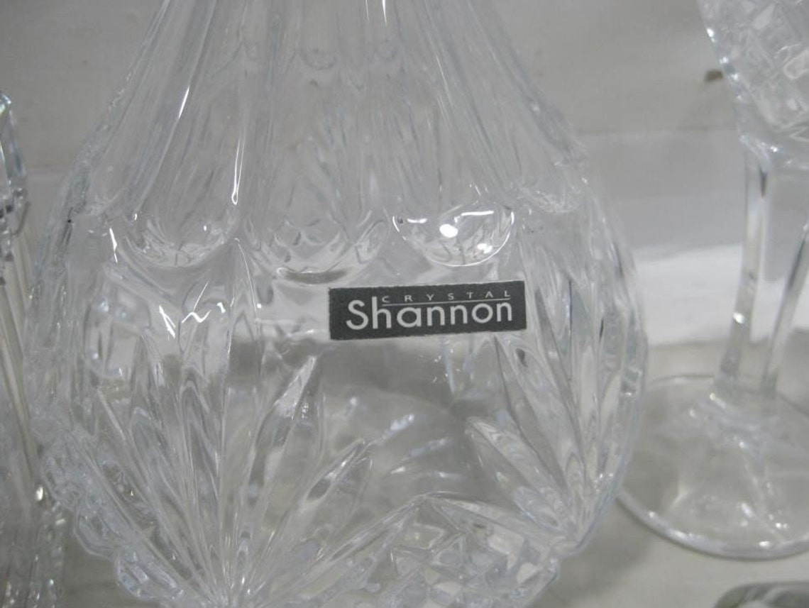 Shannon Crystal Wine Decanter & 4 Matching Goblets - Etsy