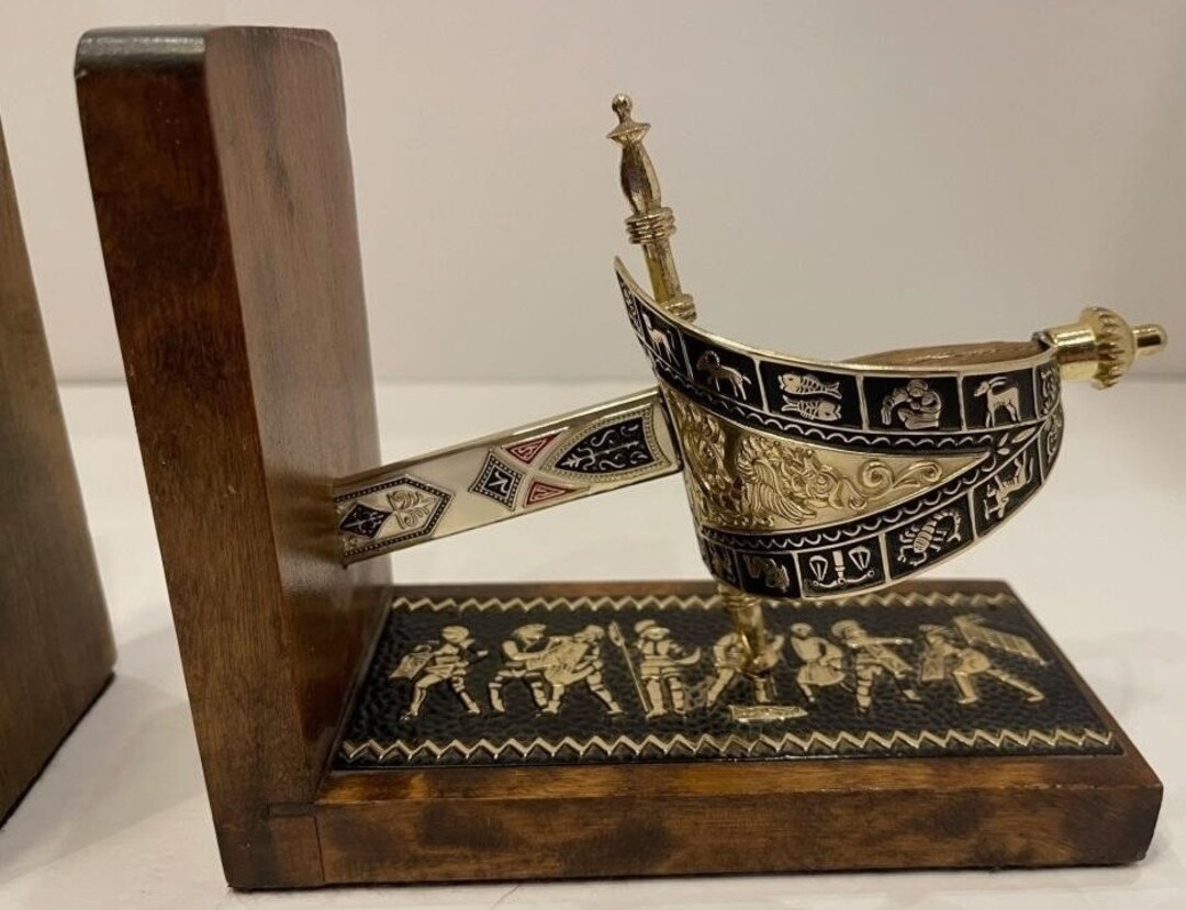 Rare Vintage 1970s Spanish Toledo Style Sword Bookends Set 70s Spain ...