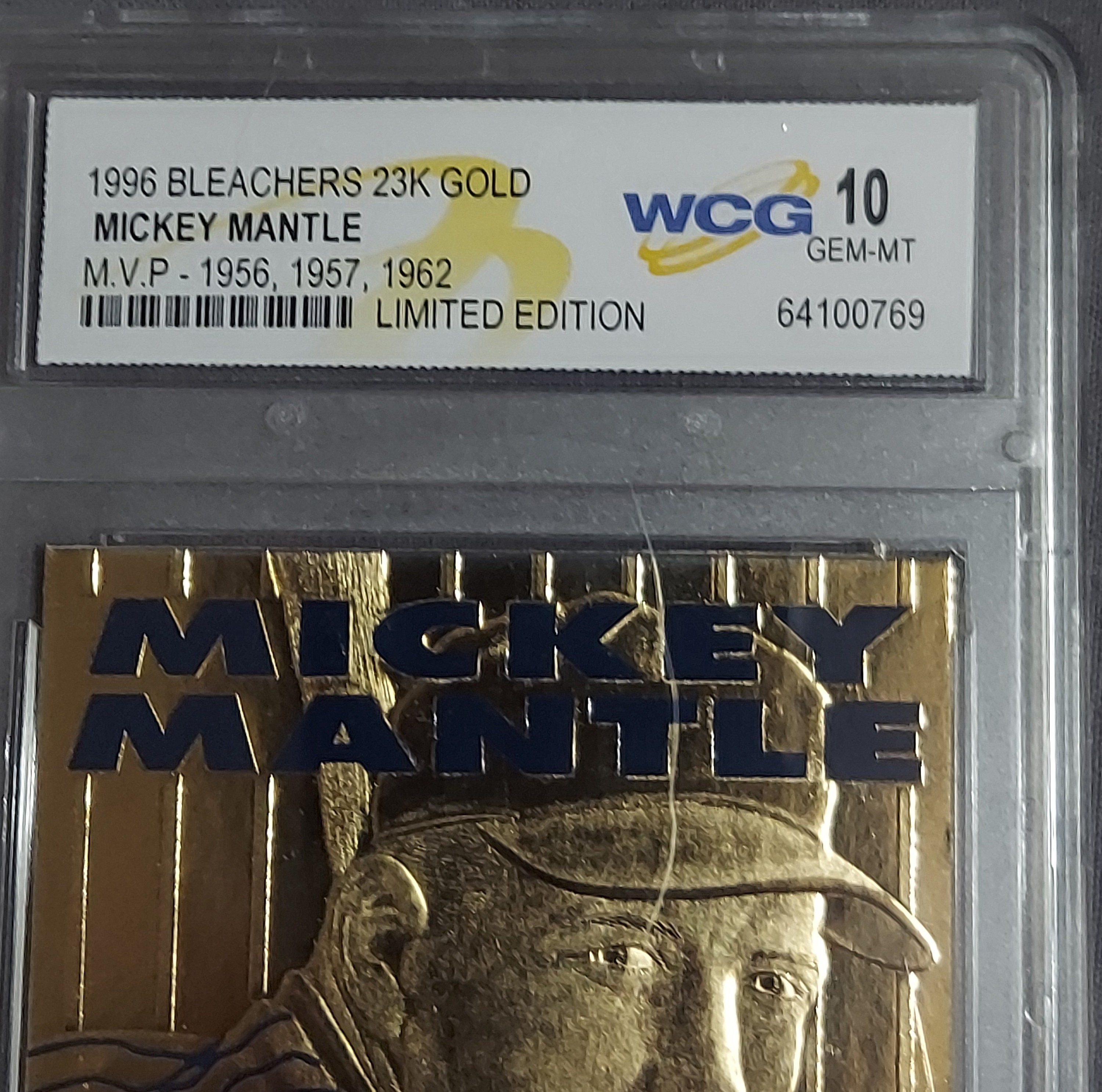 1996 Bleachers 23K Gold Mickey Mantle MVP Baseball Card, Graded 10 GEM ...