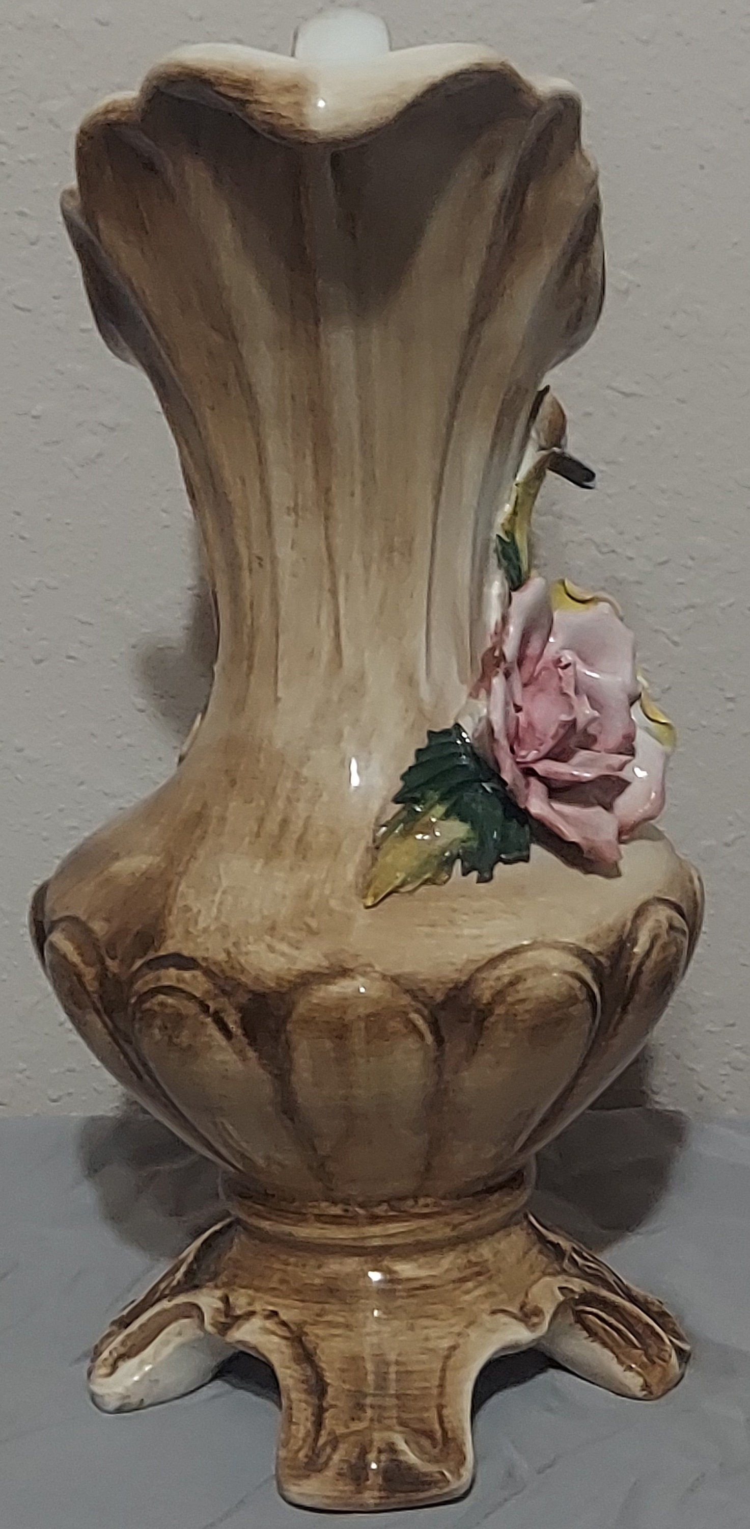 Capodimonte Porcelain Carved Flowers Vase Large Vintage Vase Made in ...