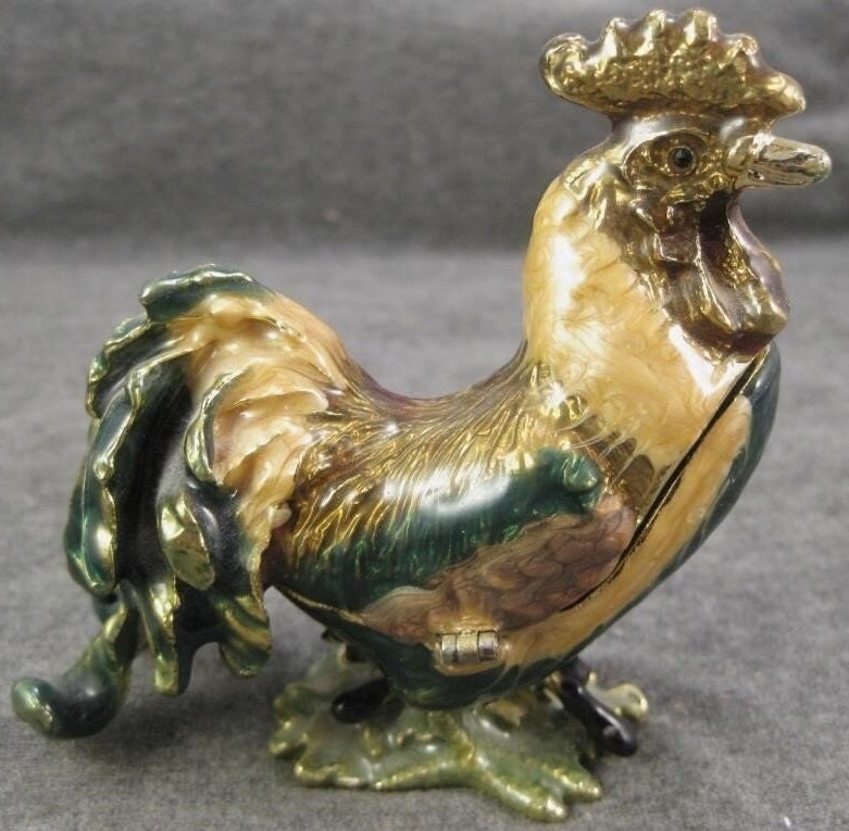 Rooster Vintage Solid Brass Rooster Trinket Box Exquisite Craftsmanship ...