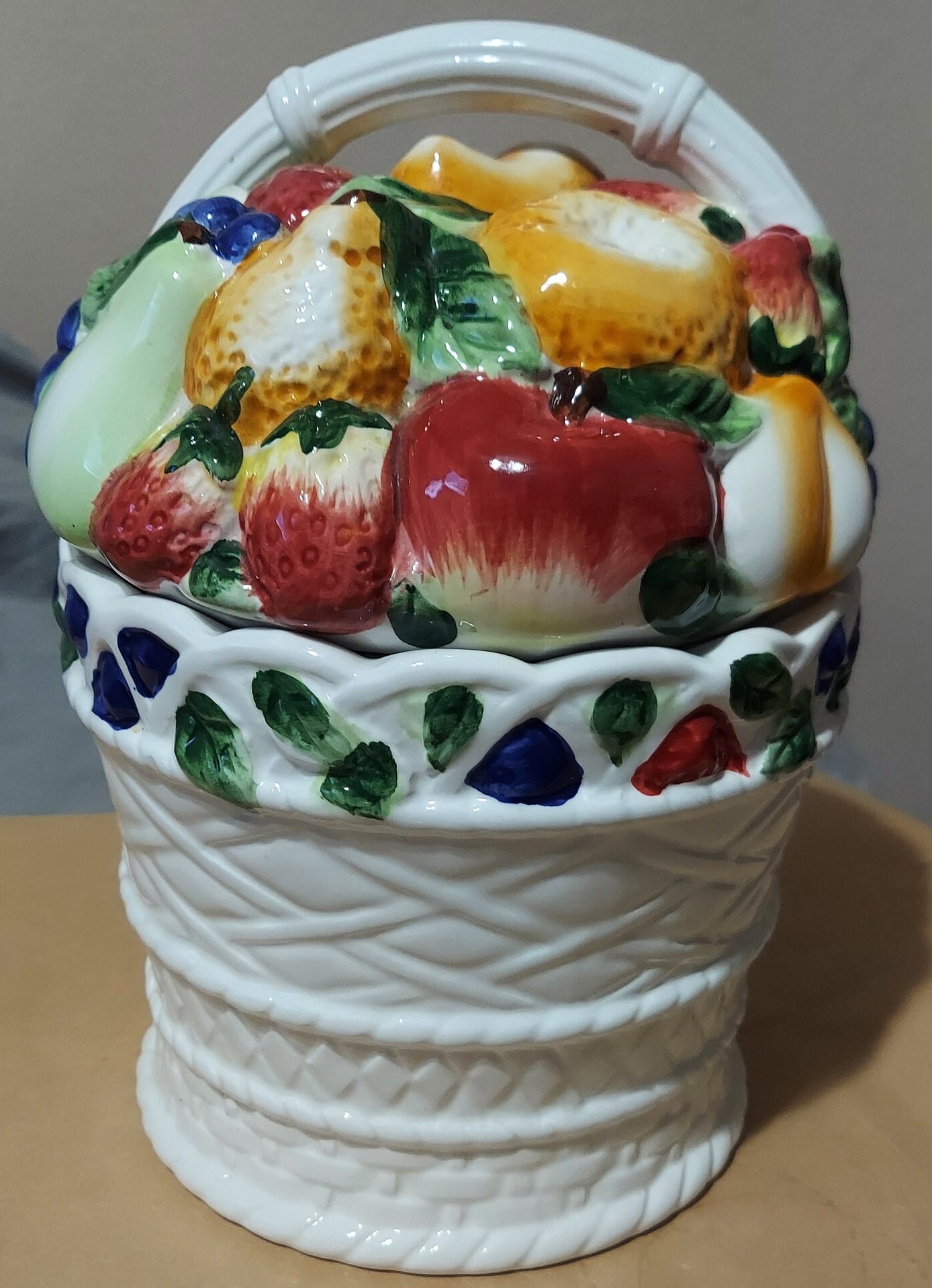Vintage Cookie Jar Fruit Basket Style Kitchen Decor Perfect Gift for ...