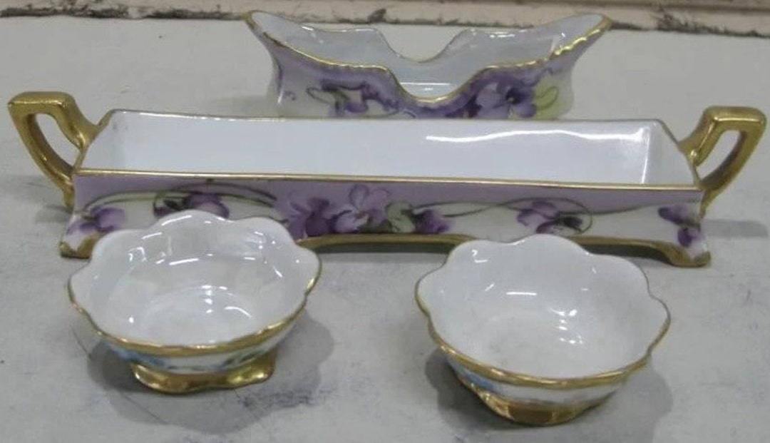 Vintage Porcelain Trays & Bowls Hand Painted in Floral - Etsy
