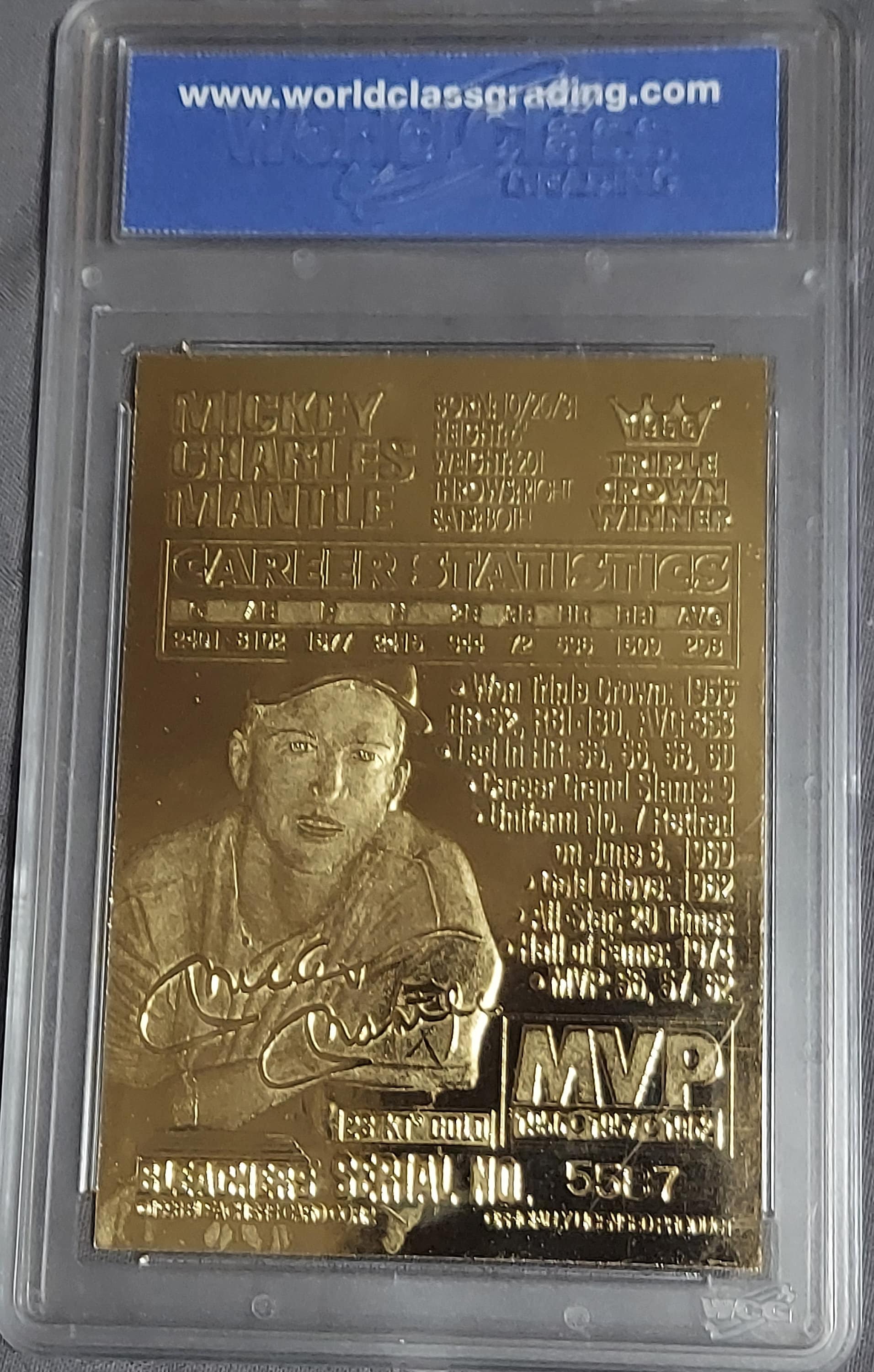 1996 Bleachers 23K Gold Mickey Mantle MVP Baseball Card, Graded 10 GEM ...
