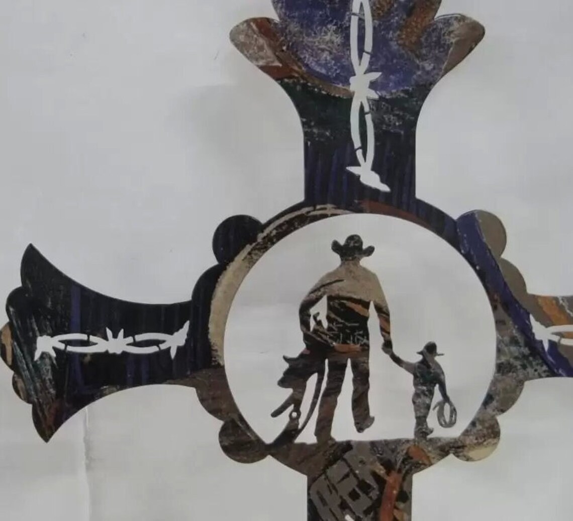 Cowboy Cross Vintage Wall Hanging Embrace the Spirit of the West 18x 12 ...