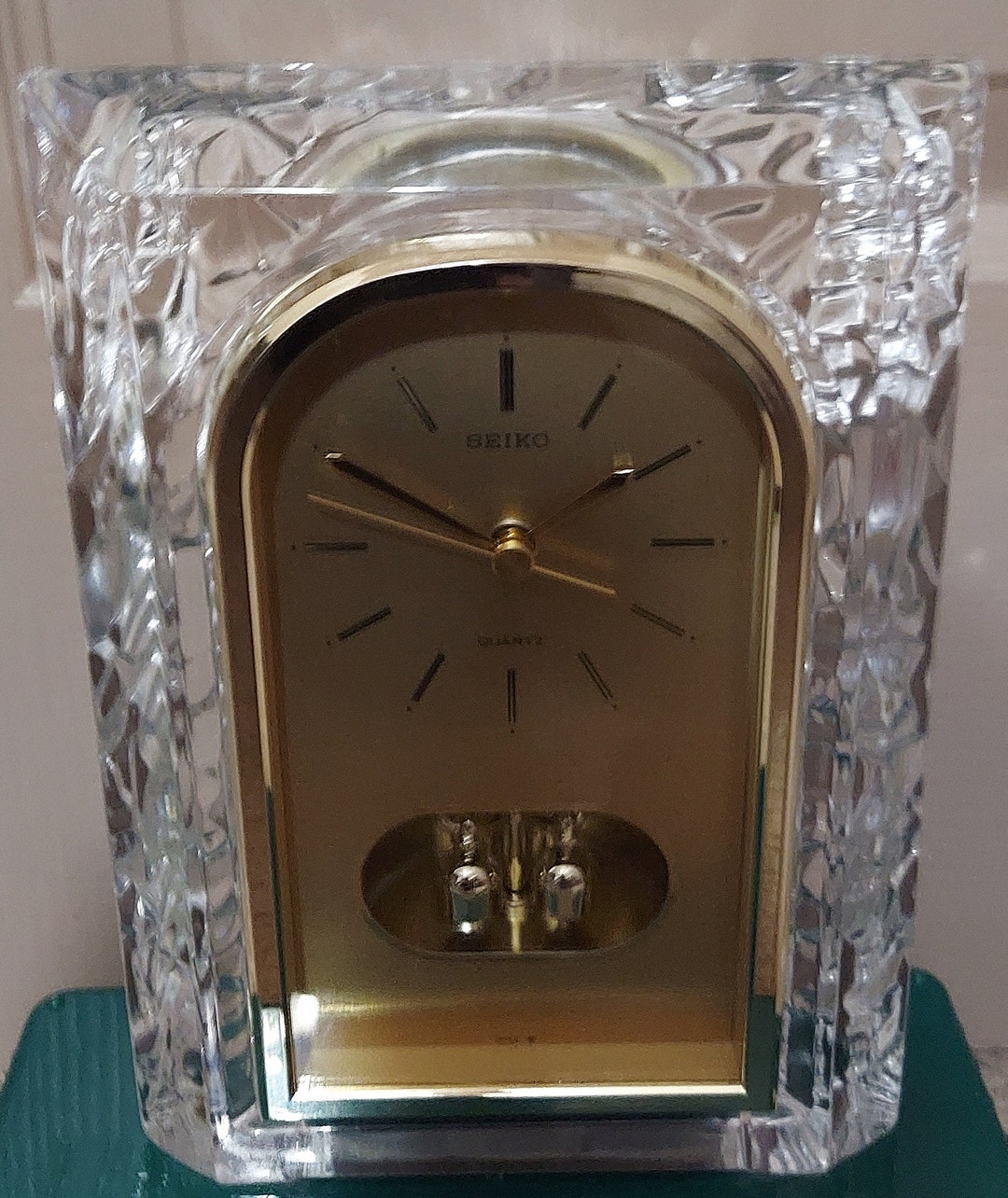 Vintage Seiko Clock 1980s Glass Mantle or Desk Clock Elegant Home Decor ...