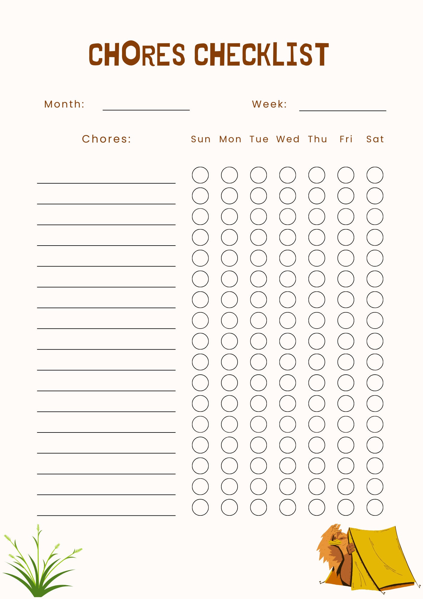 Chore List Printable for Kids Teens - Etsy