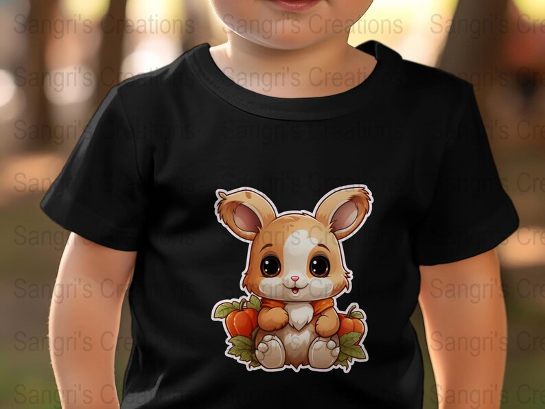 Cute Bunny With Pumpkins Digital Art, Autumn Themed Animal Illustration ...