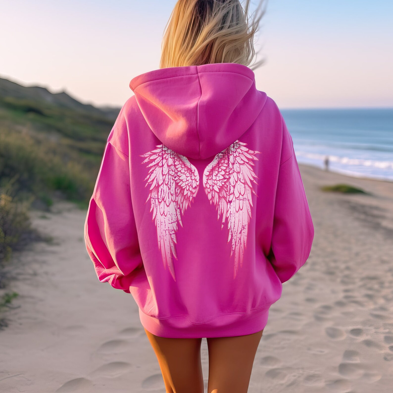 Angel Wings Hoodie, Oversized Aesthetic Wings Sweatshirt, Women, Men ...