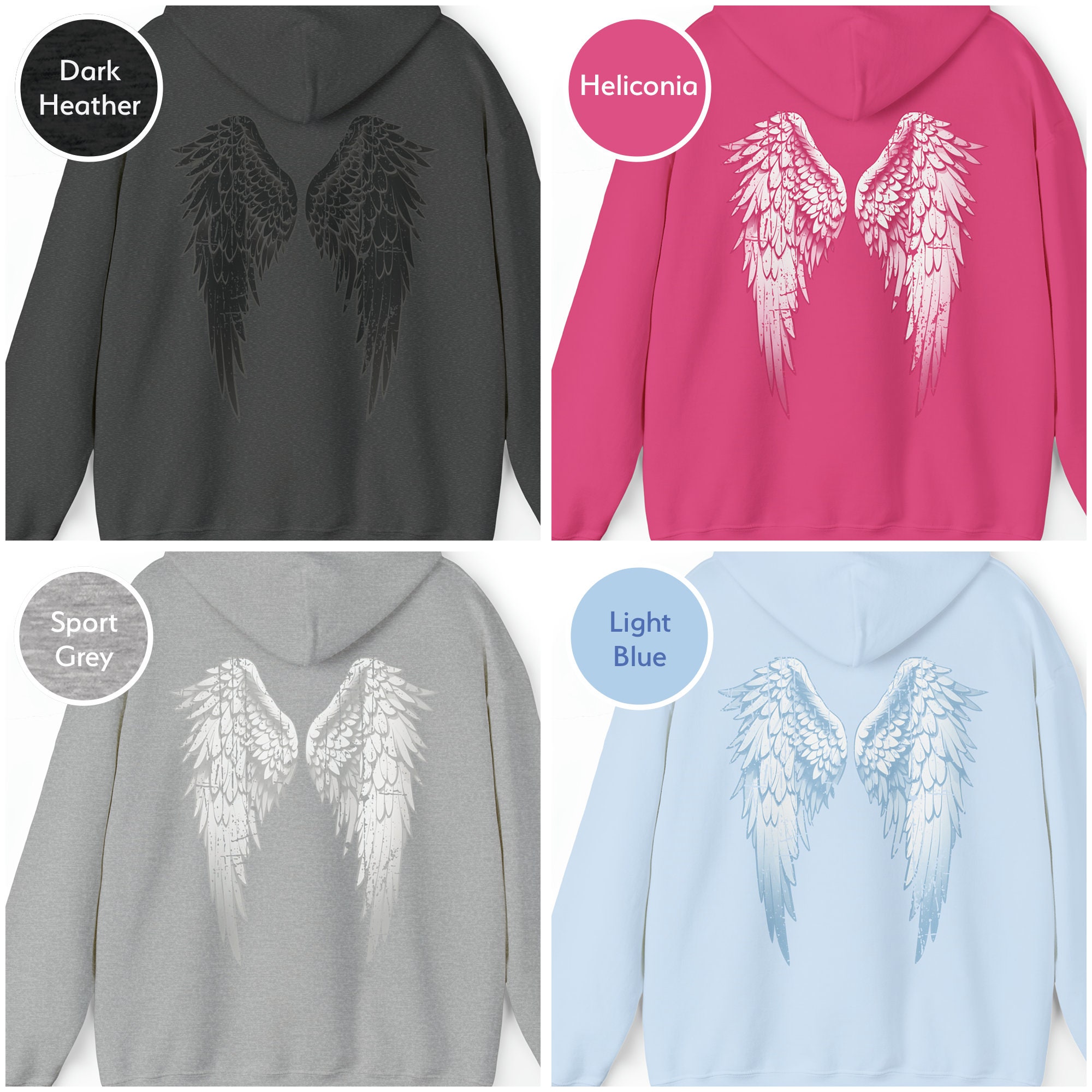 Angel Wings Hoodie, Oversized Aesthetic Wings Sweatshirt, Women, Men ...