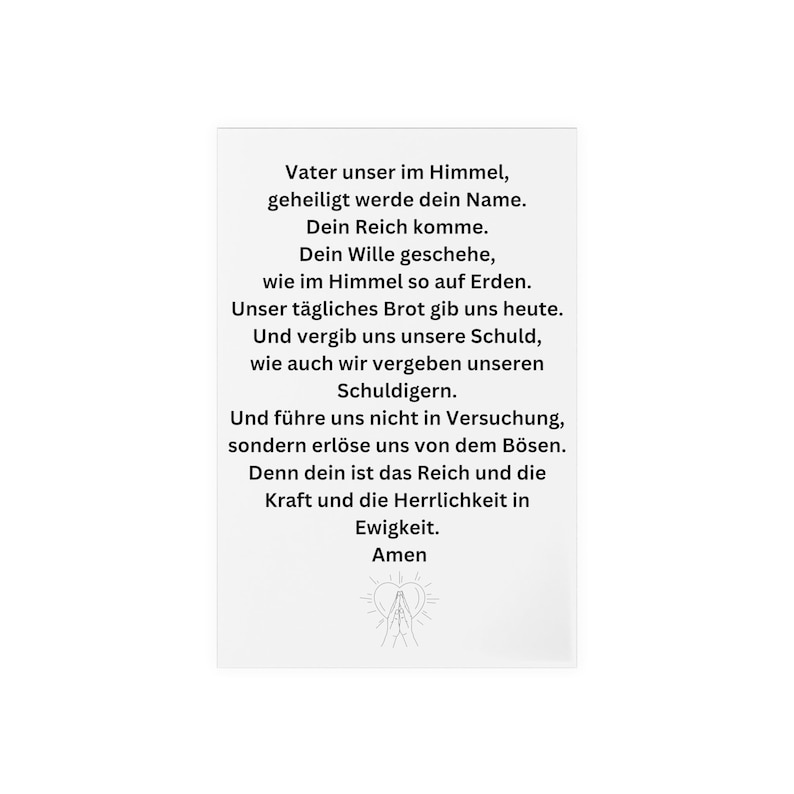 German Prayer, LORD'S Prayer in German, Present for German Friend ...