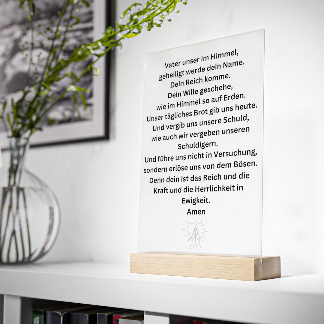 German Prayer, LORD'S Prayer in German, Present for German Friend ...