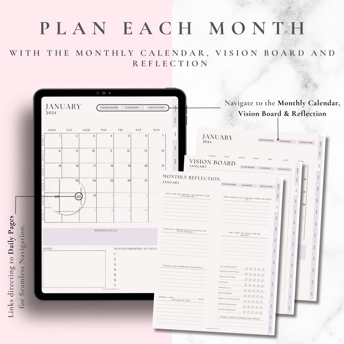 2024 Digital Planner, 2024 Dated Planner, 2024 Portrait Planner ...