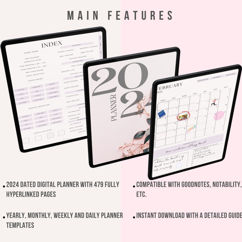2024 Digital Planner for Goodnotes, 2024 Planner, 2024 Portrait Planner ...