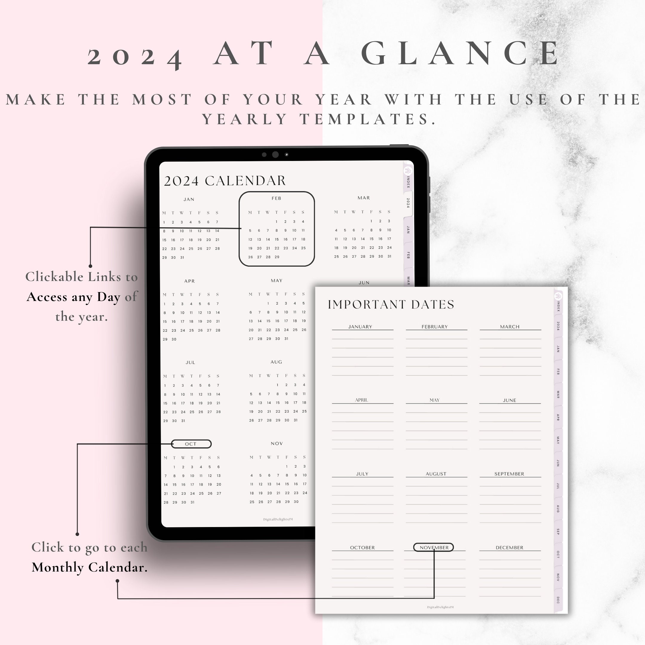 2024 Digital Planner, 2024 Dated Planner, 2024 Portrait Planner ...