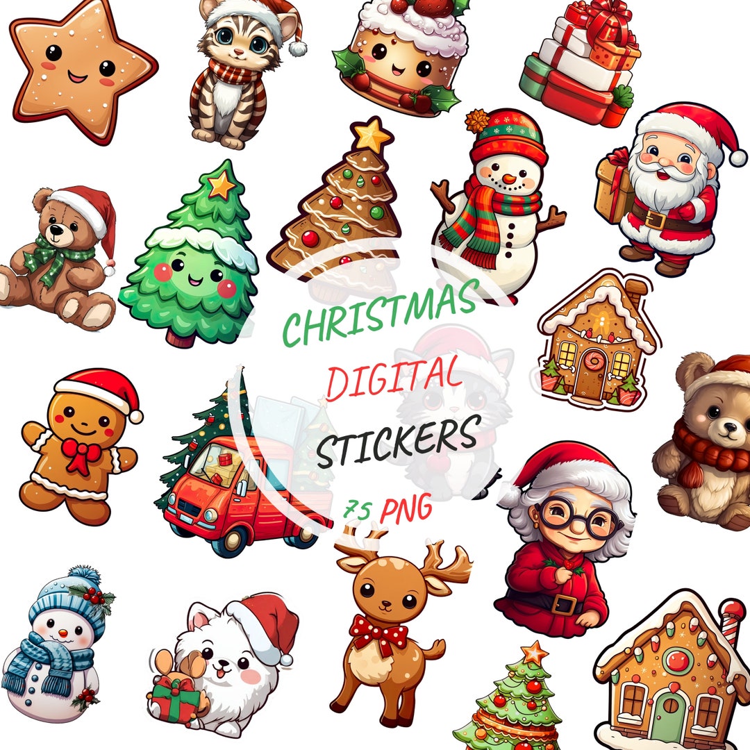 75 Cute Christmas Digital Sticker Winter Seasonal Stickers for Digital ...
