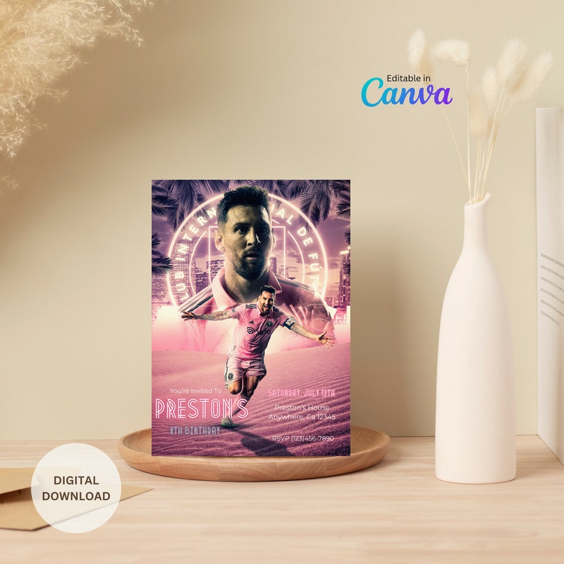 Messi Birthday Invitation, Messi Soccer Theme, Messi Invite, Sports ...