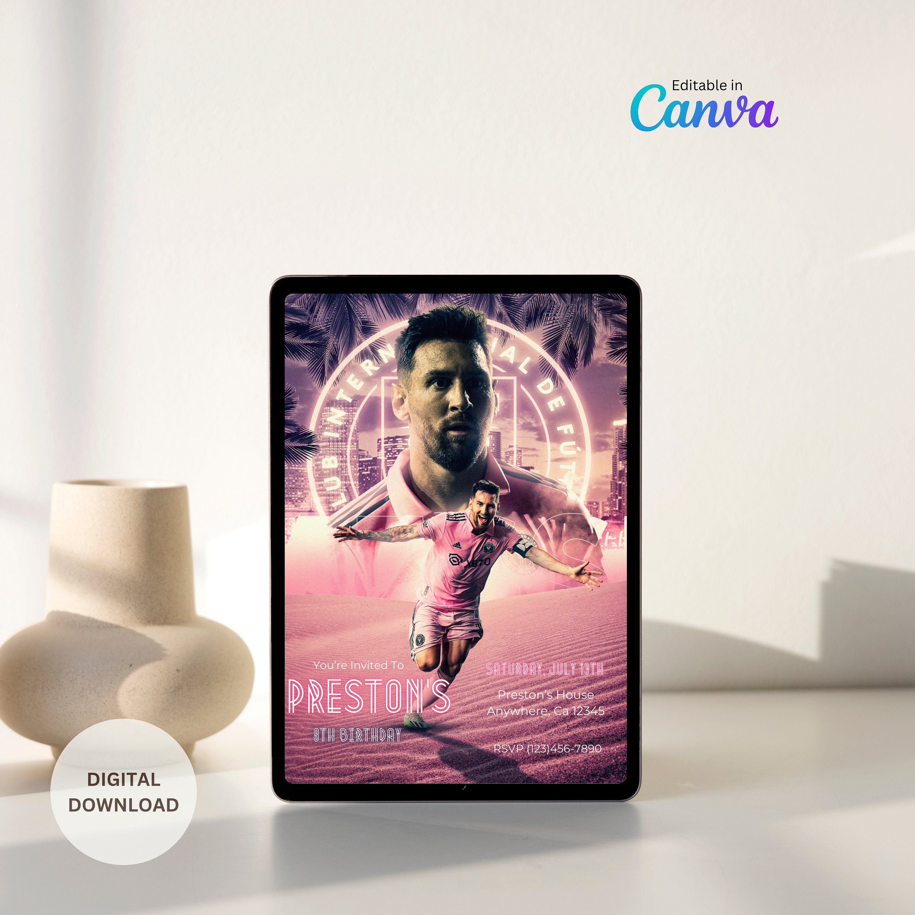 Messi Birthday Invitation, Messi Soccer Theme, Messi Invite, Sports ...