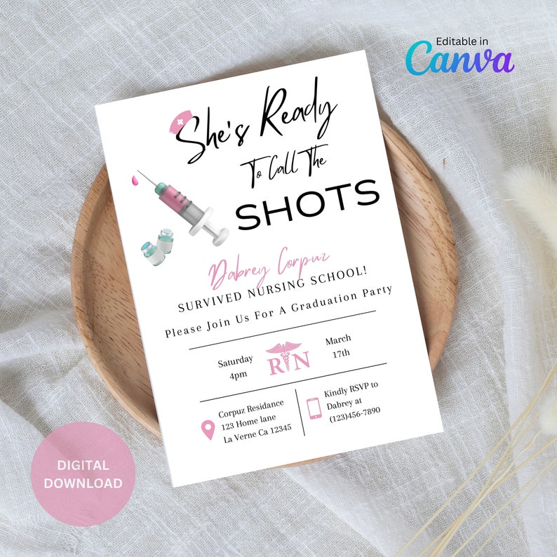 Nurse Graduation Party Invitation She's Ready to Call the Shots Nursing ...