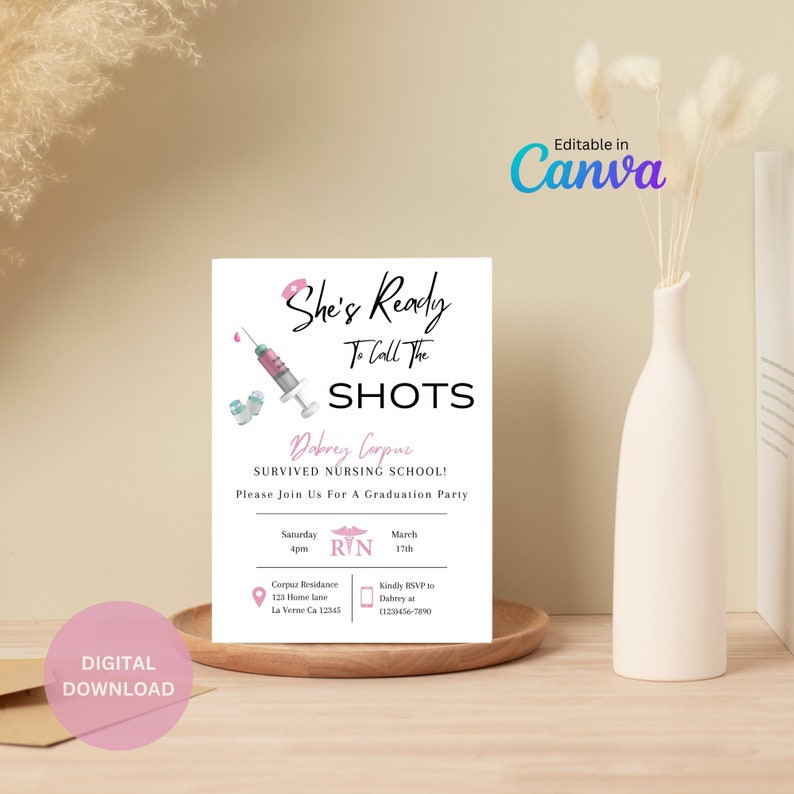 Nurse Graduation Party Invitation She's Ready to Call the Shots Nursing ...