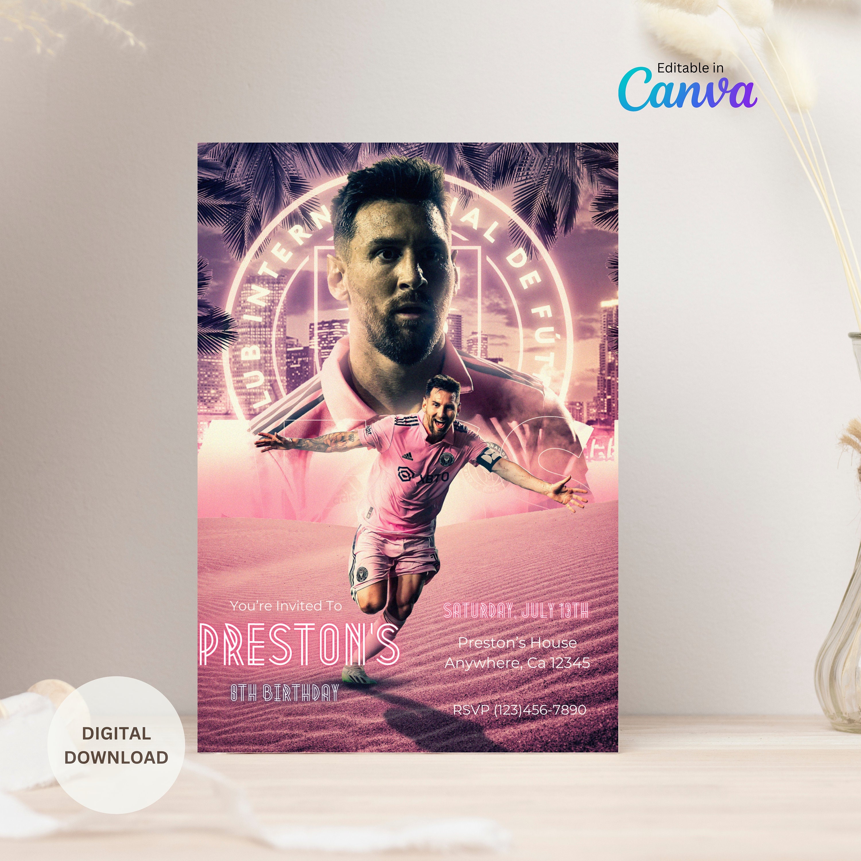 Messi Birthday Invitation, Messi Soccer Theme, Messi Invite, Sports ...