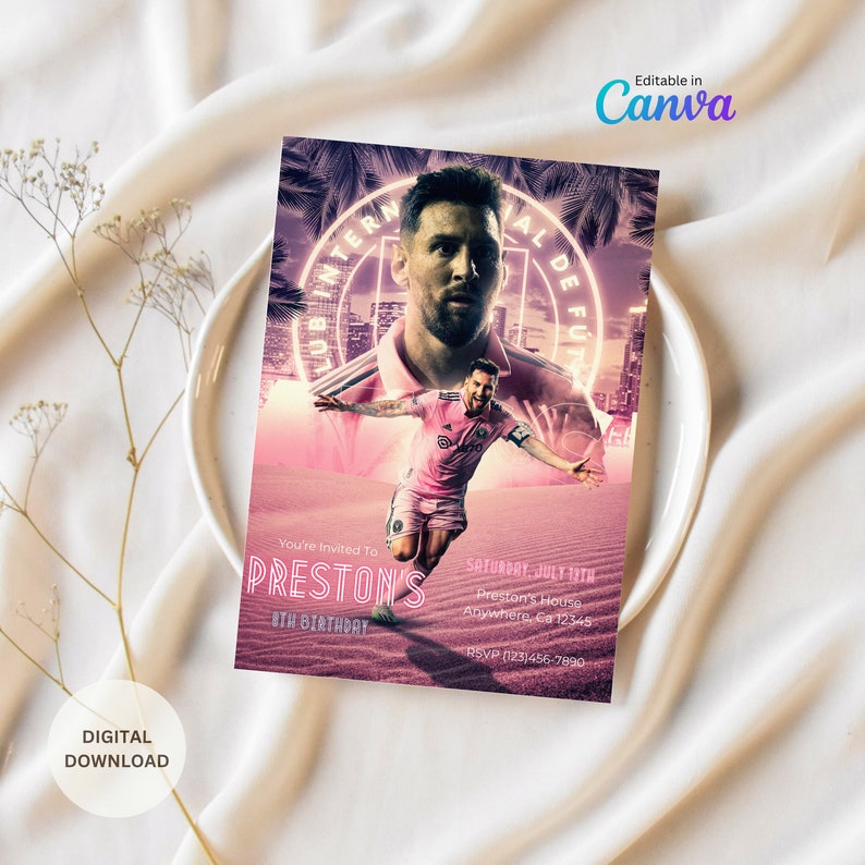 Messi Birthday Invitation, Messi Soccer Theme, Messi Invite, Sports ...