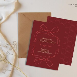 Girly Dinner Party Invitation Template, Editable Friendsgiving Digital ...