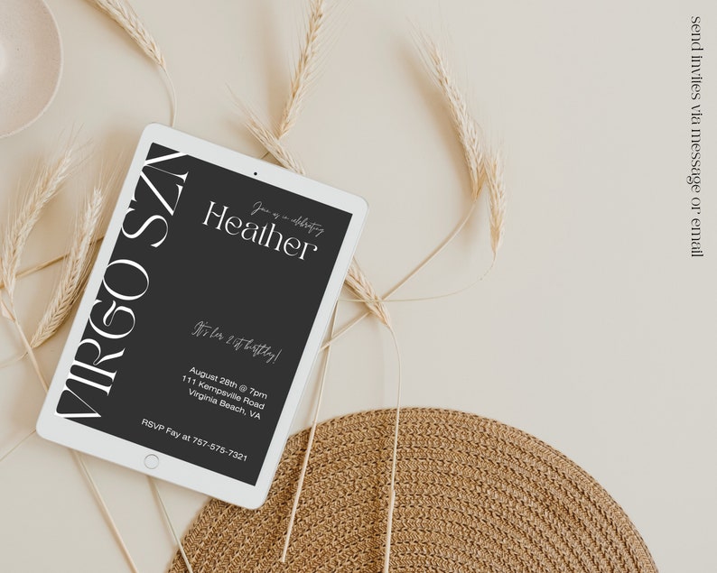 Virgo Season Birthday Invitation, Zodiac Horoscope Editable, Birthday ...