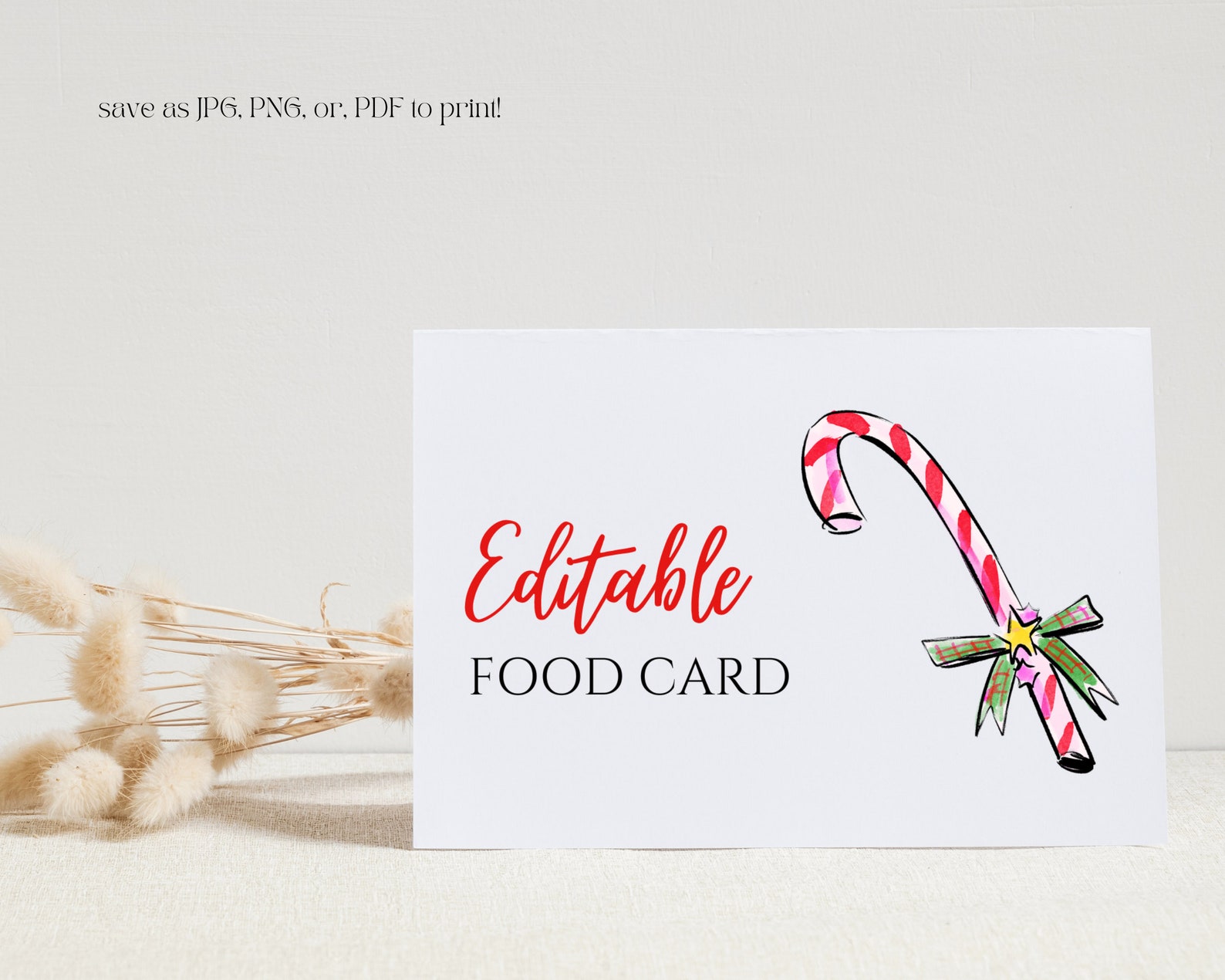Editable Christmas Buffet Labels, Printable Food Card Template, Holiday ...