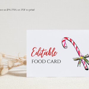 Editable Christmas Buffet Labels, Printable Food Card Template, Holiday ...