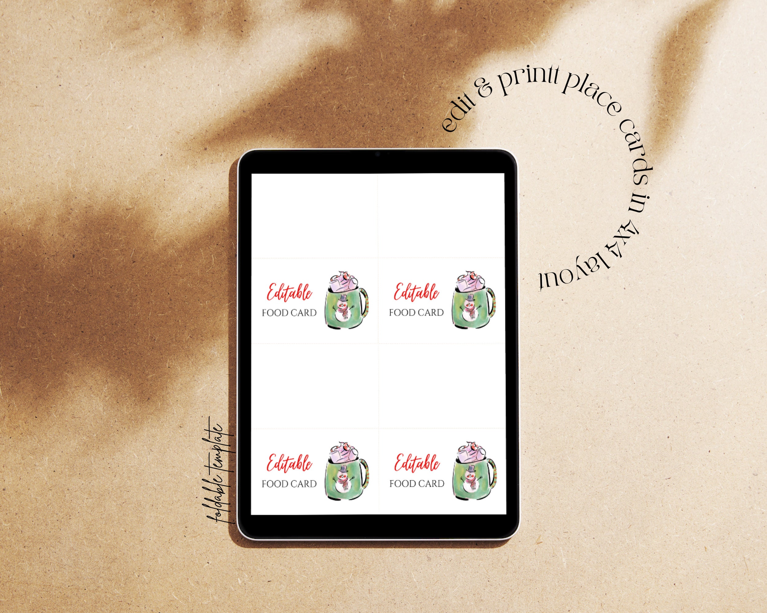 Editable Christmas Buffet Labels, Printable Food Card Template, Holiday ...