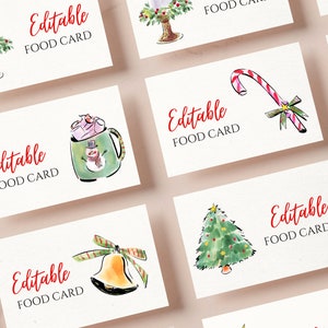 Editable Food Card Template, Printable Christmas Buffet Labels, Holiday ...