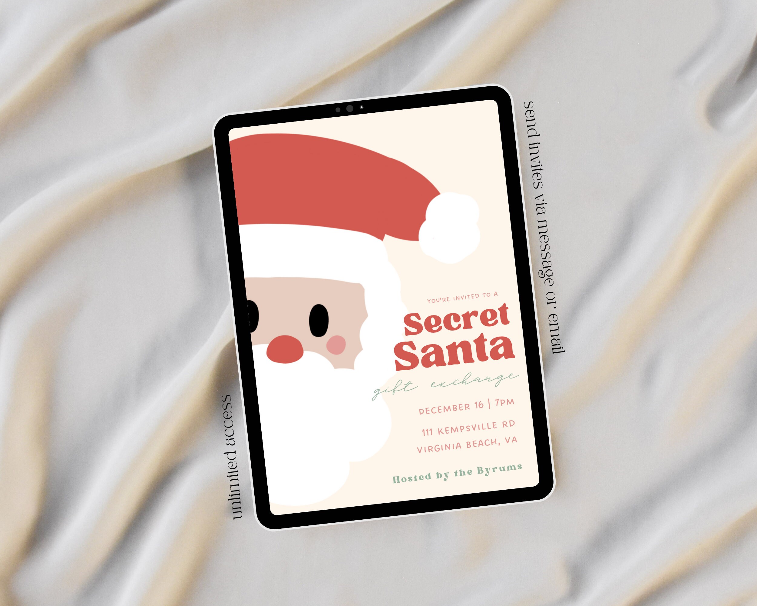 Retro Secret Santa Invitation Template, Christmas Gift Exchange Invite ...