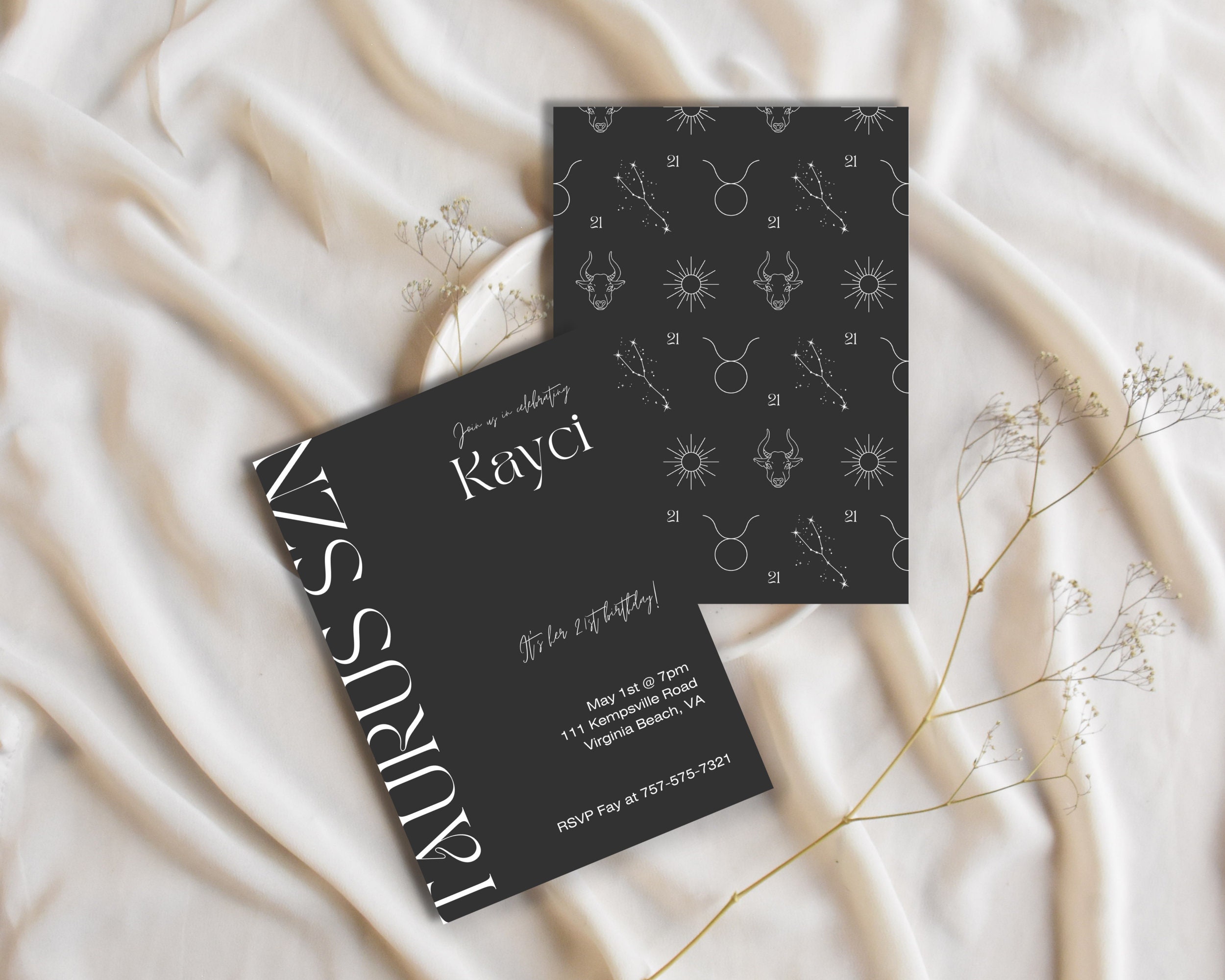 Taurus Season Birthday Invitation, Zodiac Horoscope Editable, Birthday ...