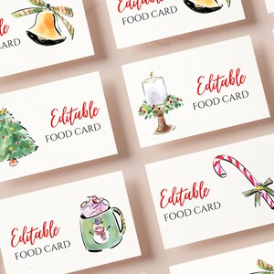 Editable Christmas Buffet Card, Printable Food Label Template, Holiday ...
