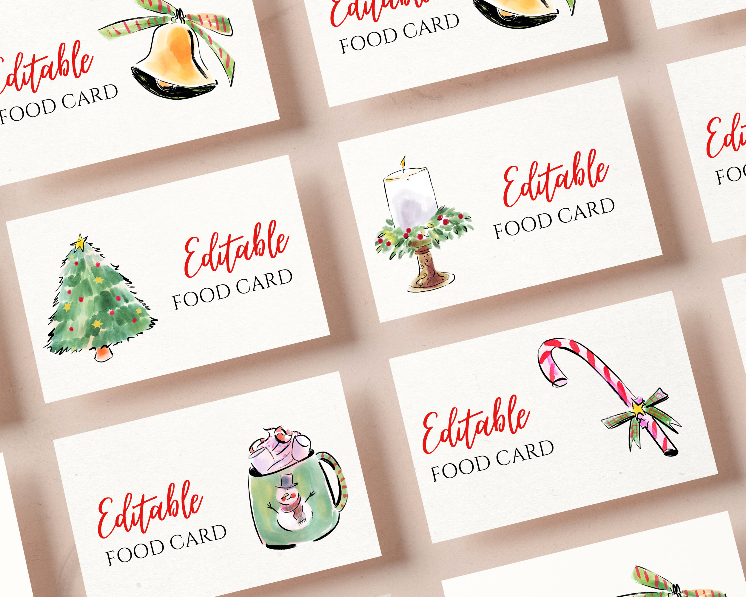 Editable Christmas Buffet Card, Printable Food Label Template, Holiday ...