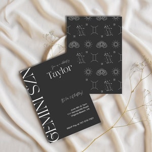 Gemini Season Birthday Invitation, Zodiac Horoscope Editable, Birthday ...
