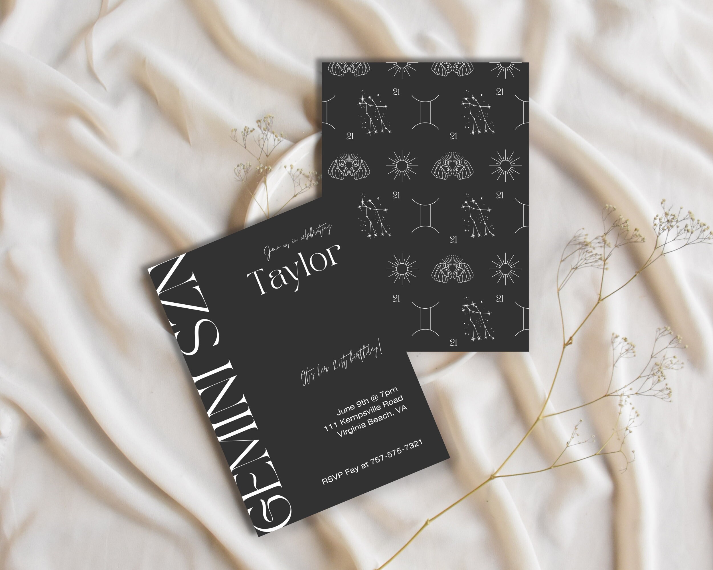 Gemini Season Birthday Invitation, Zodiac Horoscope Editable, Birthday ...