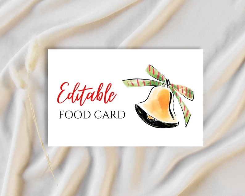 Editable Christmas Buffet Card, Printable Food Label Template, Holiday ...