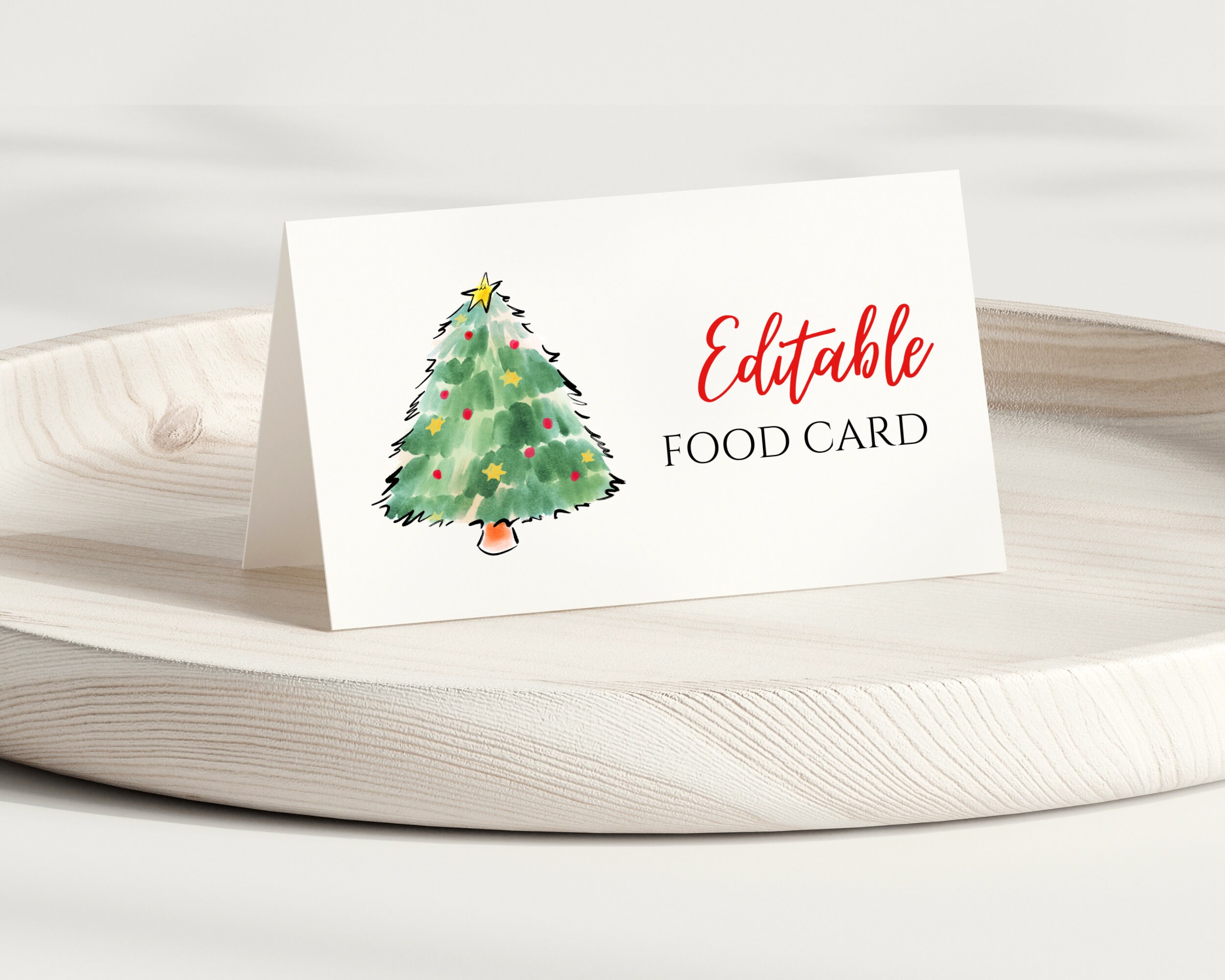 Editable Christmas Buffet Card, Printable Food Label Template, Holiday ...